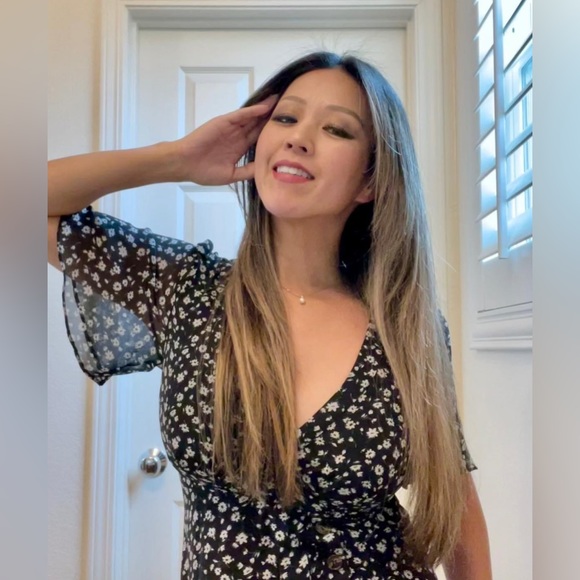 essue | Dresses | Essue Floral Faux Wrap Midi Dress | Poshmark